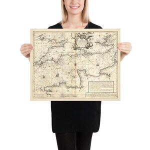 Old Naval Chart of the English Channel by Price, 1729: La Manche ...