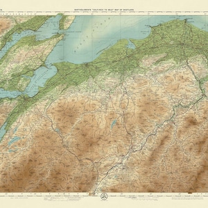 Old OS Map of Inverness & Spey, Scottish Highlands by Bartholomew, 1901 ...