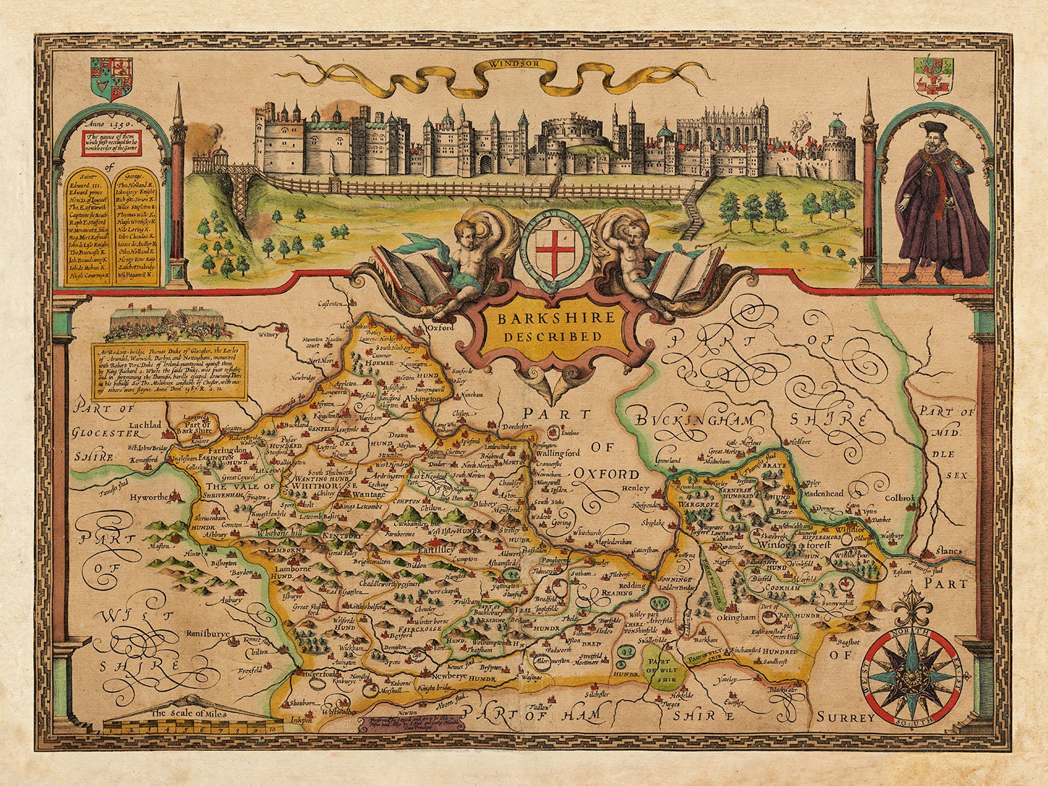 Old Map of Berkshire 1611 by John Speed - Reading, Slough, Bracknell ...