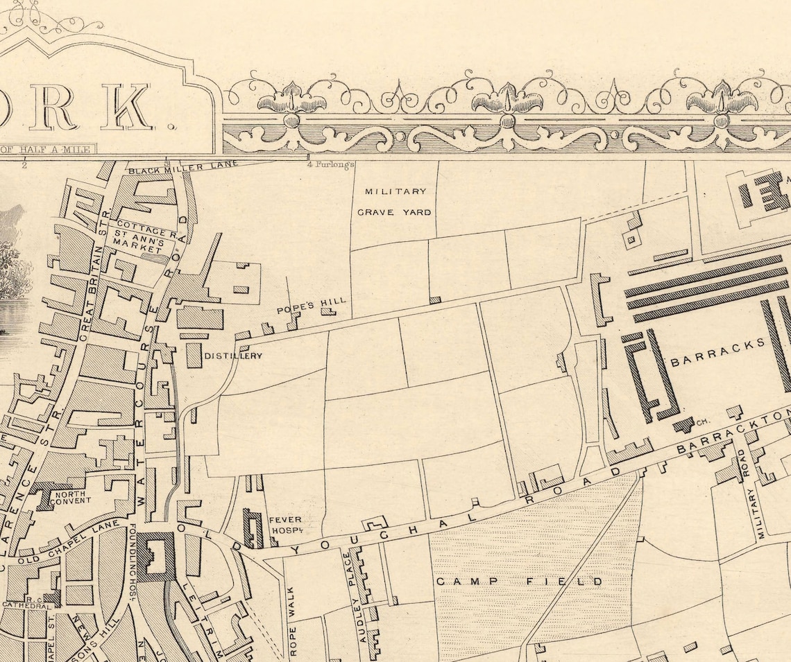 Old Map of Cork Ireland 1851 by Tallis & Rapkin Victorian - Etsy UK