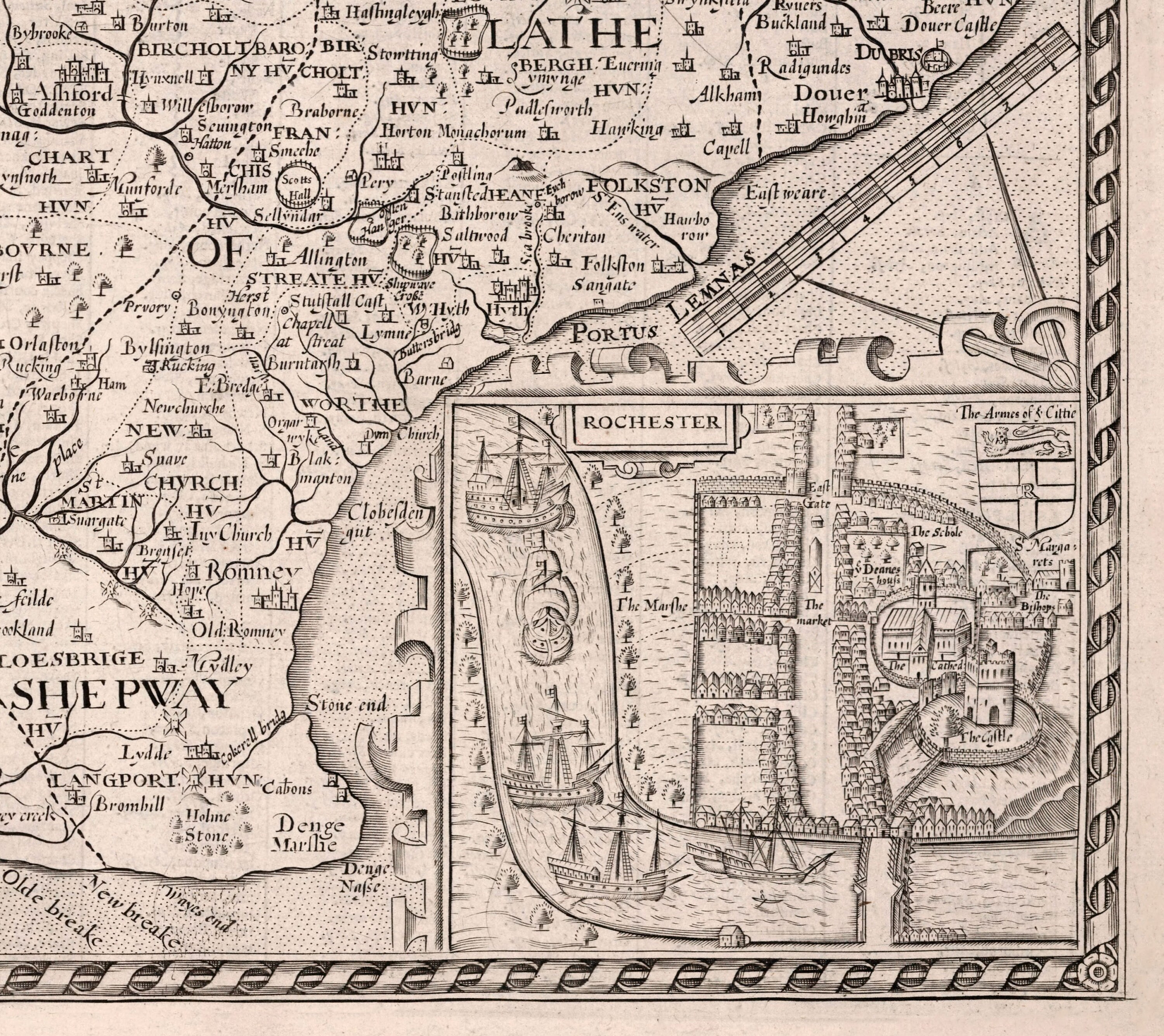 Old Map of Kent, 1611 by John Speed - Canterbury, Maidstone, Bromley ...