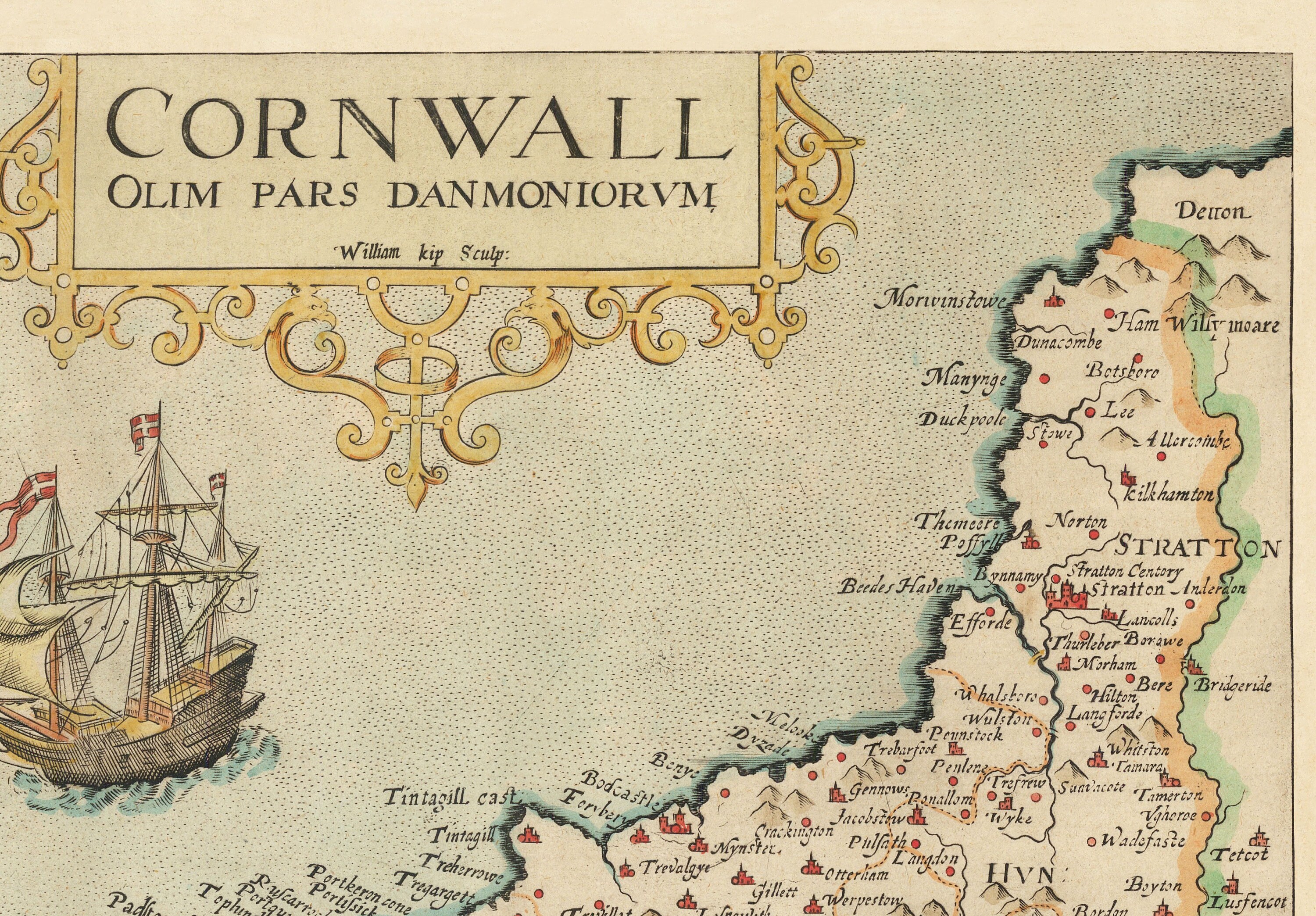 Old Map of Cornwall in 1576 by Saxton - Penzance, St Ives, Plymouth ...