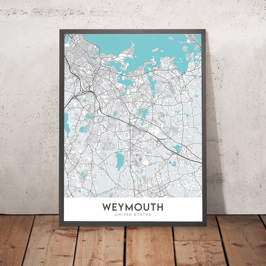Modern City Map of Weymouth, MA: Weymouth Town Hall, Tufts Library ...