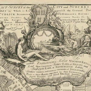 Old Map of Dublin, Ireland in 1756 by John Rocque - Large City Wall ...