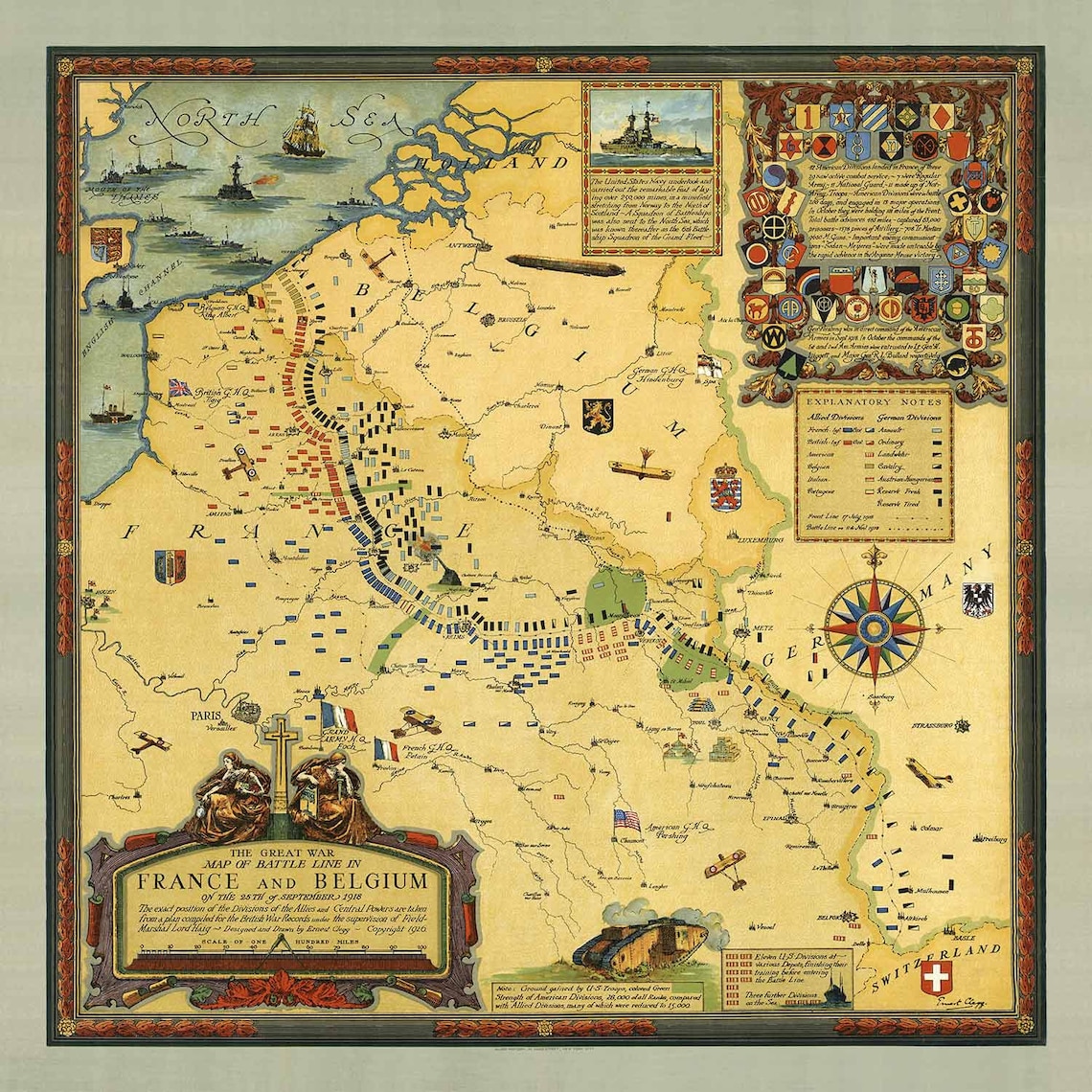 Old Map of the Great War WW1 England France Germany - Etsy UK