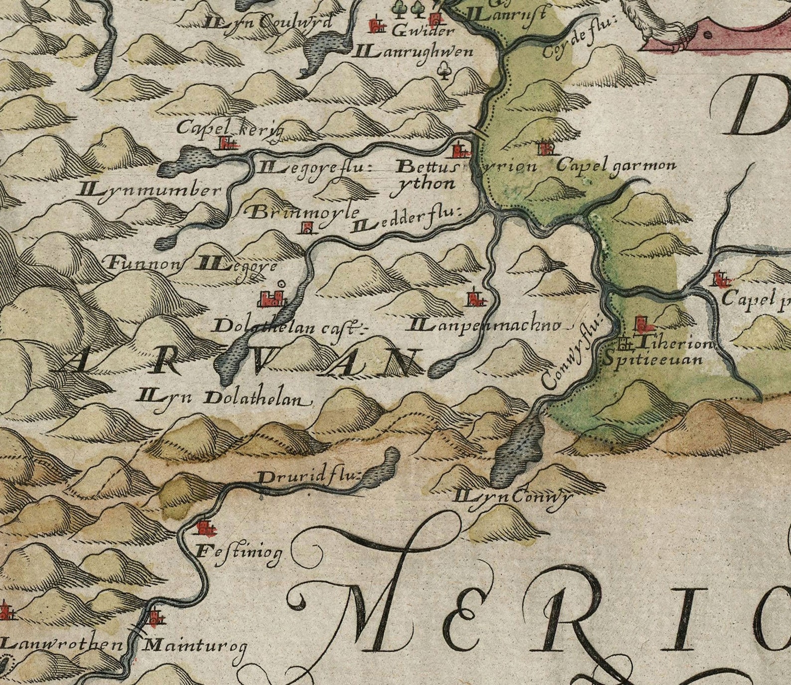 First Map of Anglesey & Gwynedd, 1577 - Old Map by Christopher Saxton ...