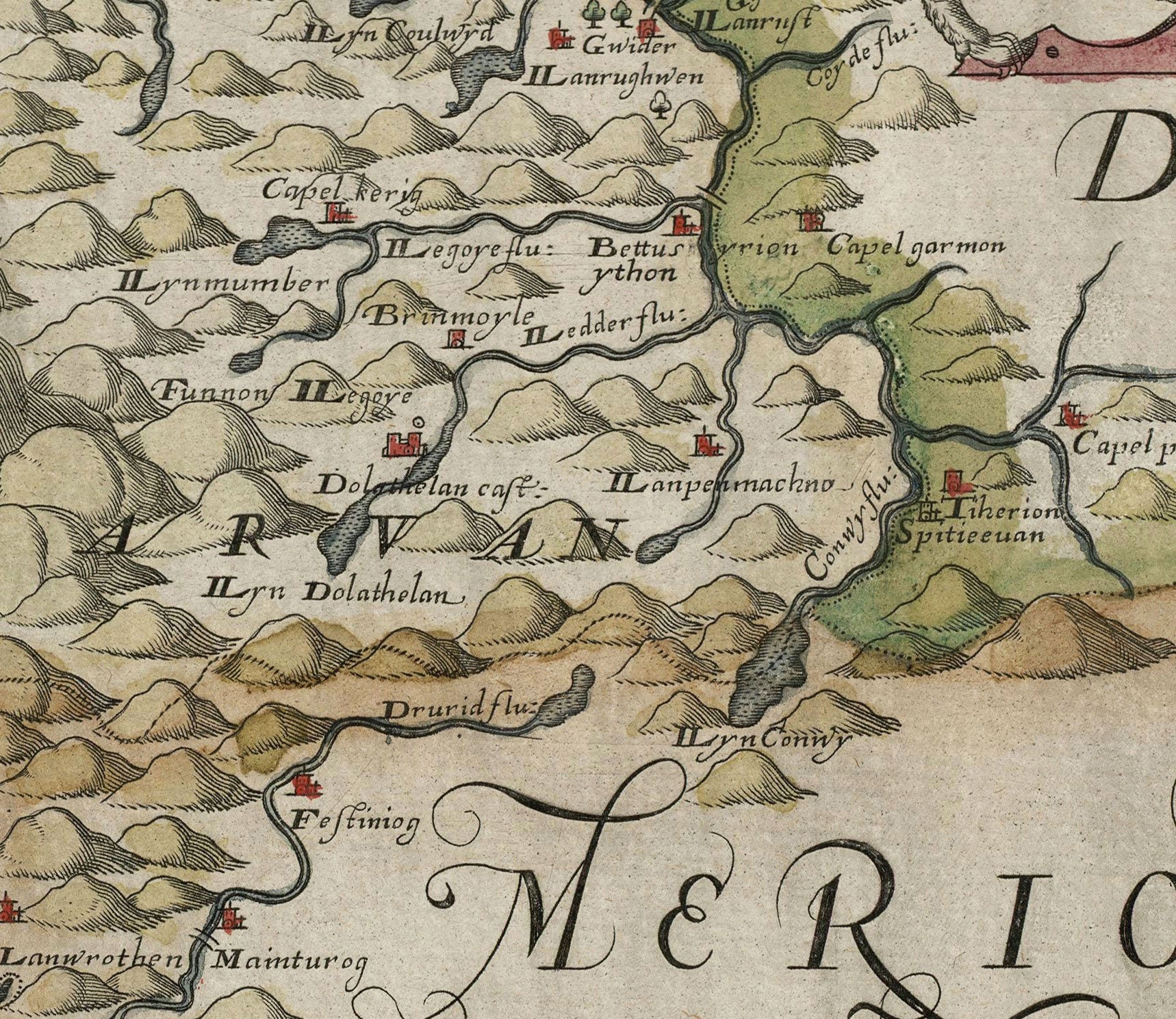 First Map of Anglesey & Gwynedd, 1577 - Old Map by Christopher Saxton ...