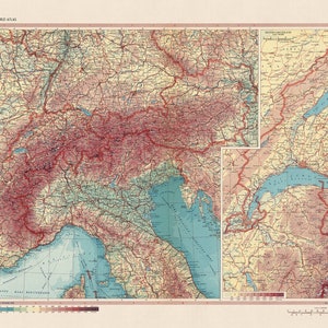 Old Map of the Alps, 1967: Western Switzerland, Detailed Political ...
