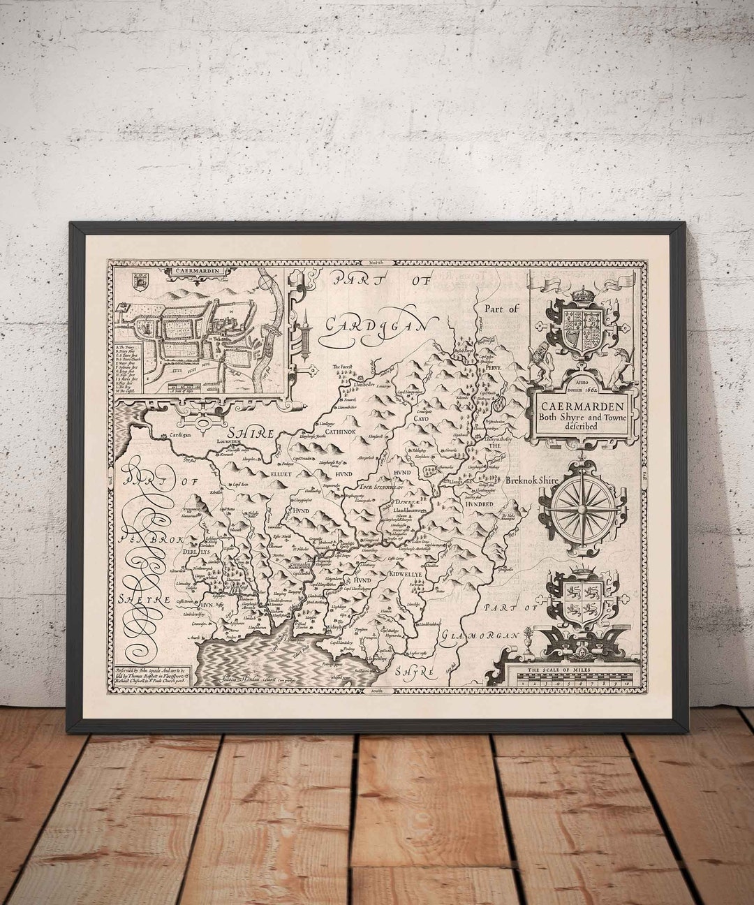 Old Map of Carmarthenshire Wales, 1611 by John Speed - Carmarthen ...