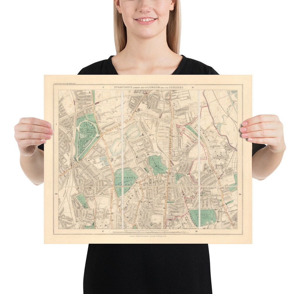 Old Map of North London 1891 Finsbury Park Hackney Downs - Etsy UK