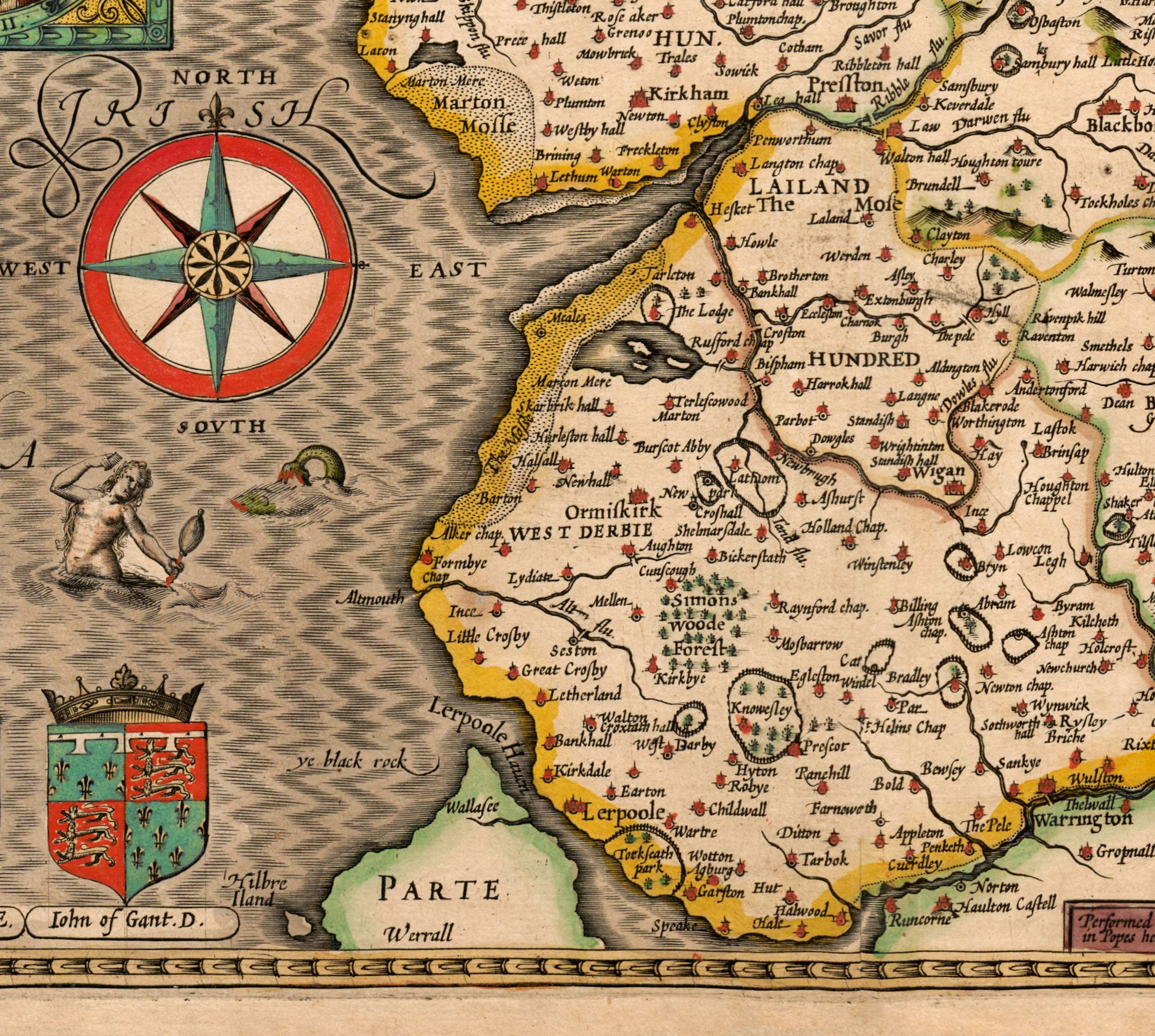 Old Map of Lancashire 1611 John Speed Manchester | Etsy