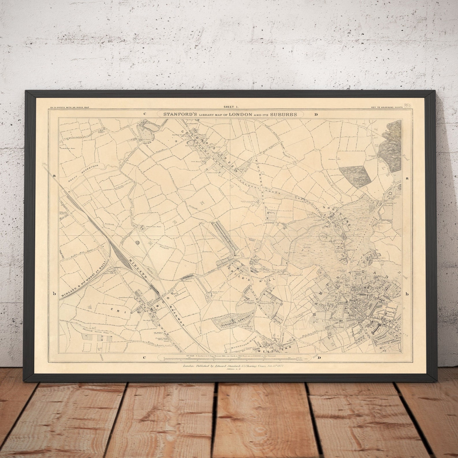 Old Map of North London 1862, Stanford - Hampstead, Cricklewood ...