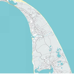 Modern City Map of Truro, MA: Truro Center, North Truro, South Truro ...