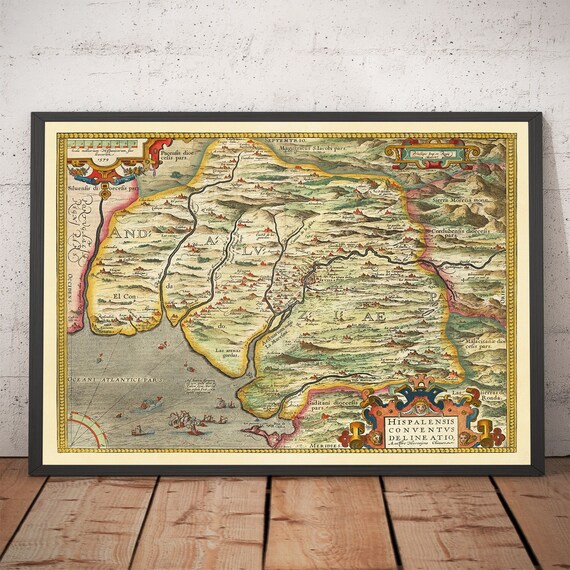 Old Map of Andalusia Seville Spain by Ortelius in 1573 | Etsy
