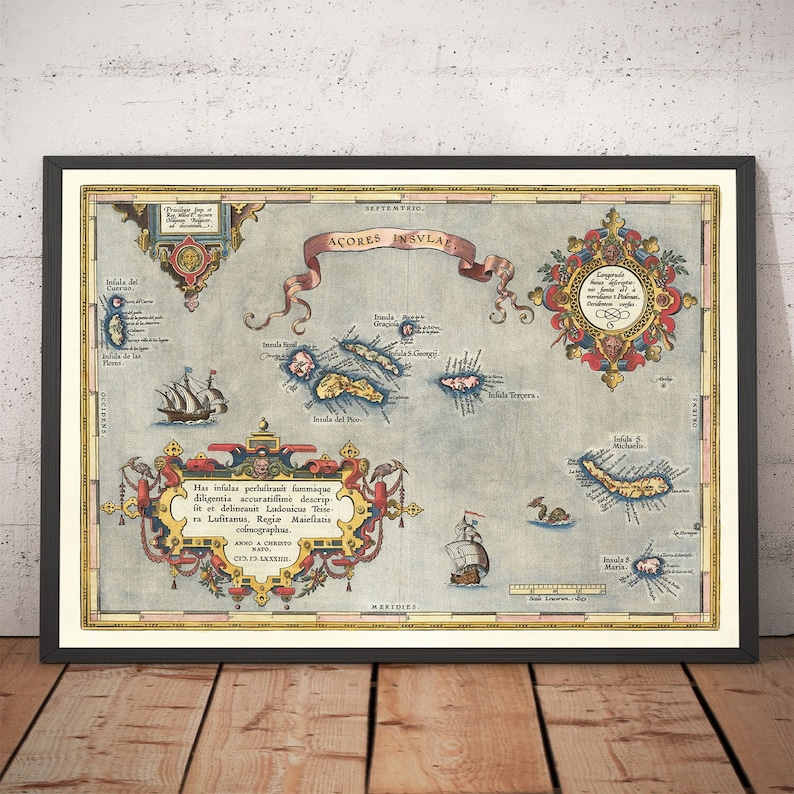 Old Map of the Azores by Abraham Ortelius 1573 Sao Miguel - Etsy UK