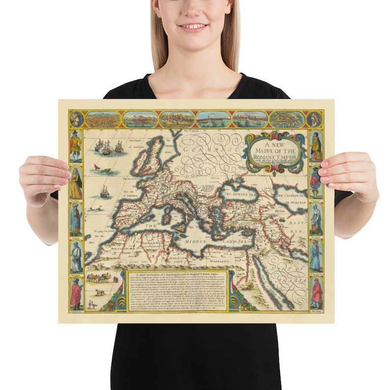Old Roman Empire World Map, 1626 by John Speed - Rare Wall Art of ...