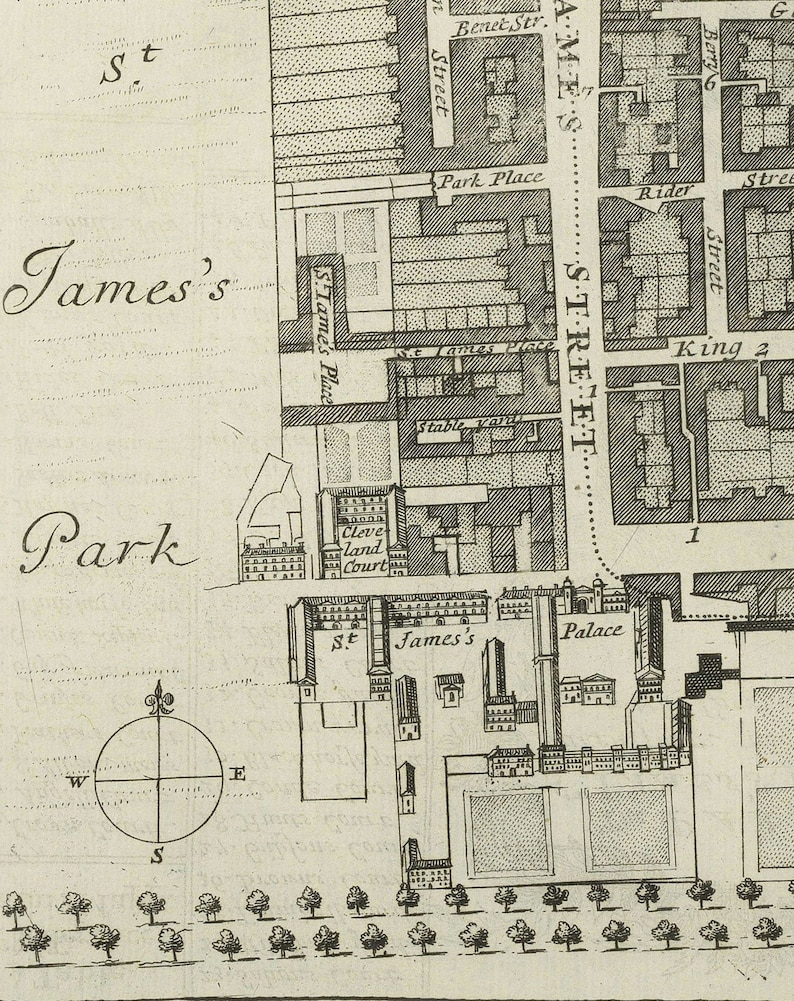 Old Map of St James's Parish 1720 by Strype and Stow - Etsy