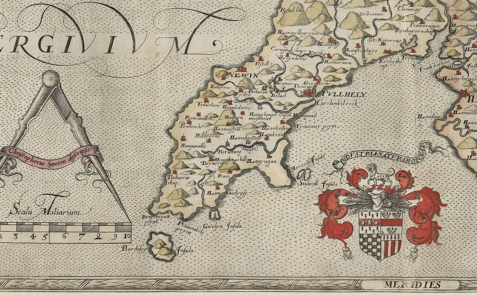 First Map of Anglesey & Gwynedd, 1577 - Old Map by Christopher Saxton ...