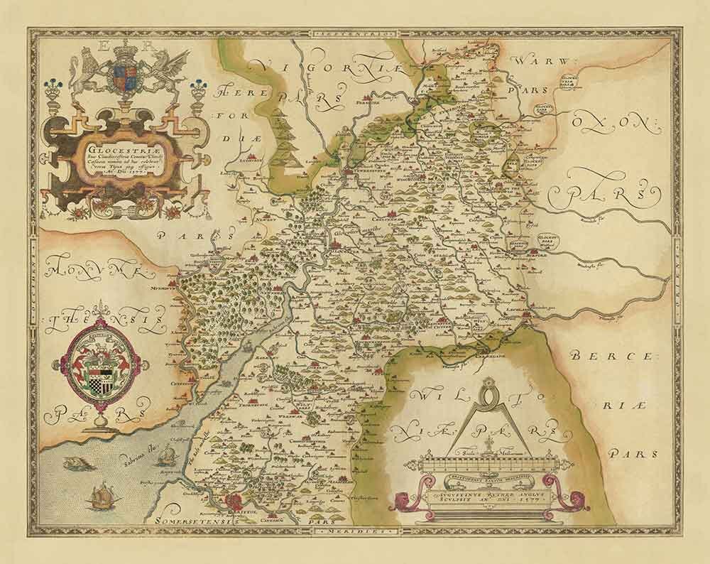 Rare Old Map of Gloucestershire 1575 by Saxton Bristol - Etsy UK