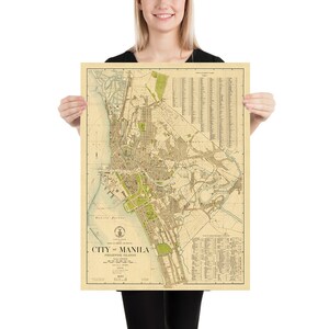 Old Map of Manila, Philippines by John Bach, 1920: Intramuros, Ermita ...