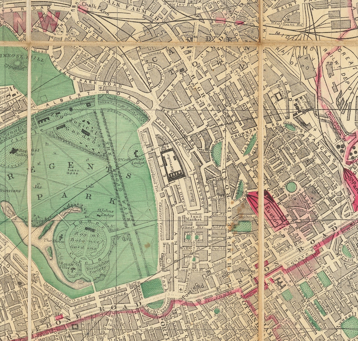 Big Old Map of London by Bacon 1890 Rare Folding Wall Chart - Etsy