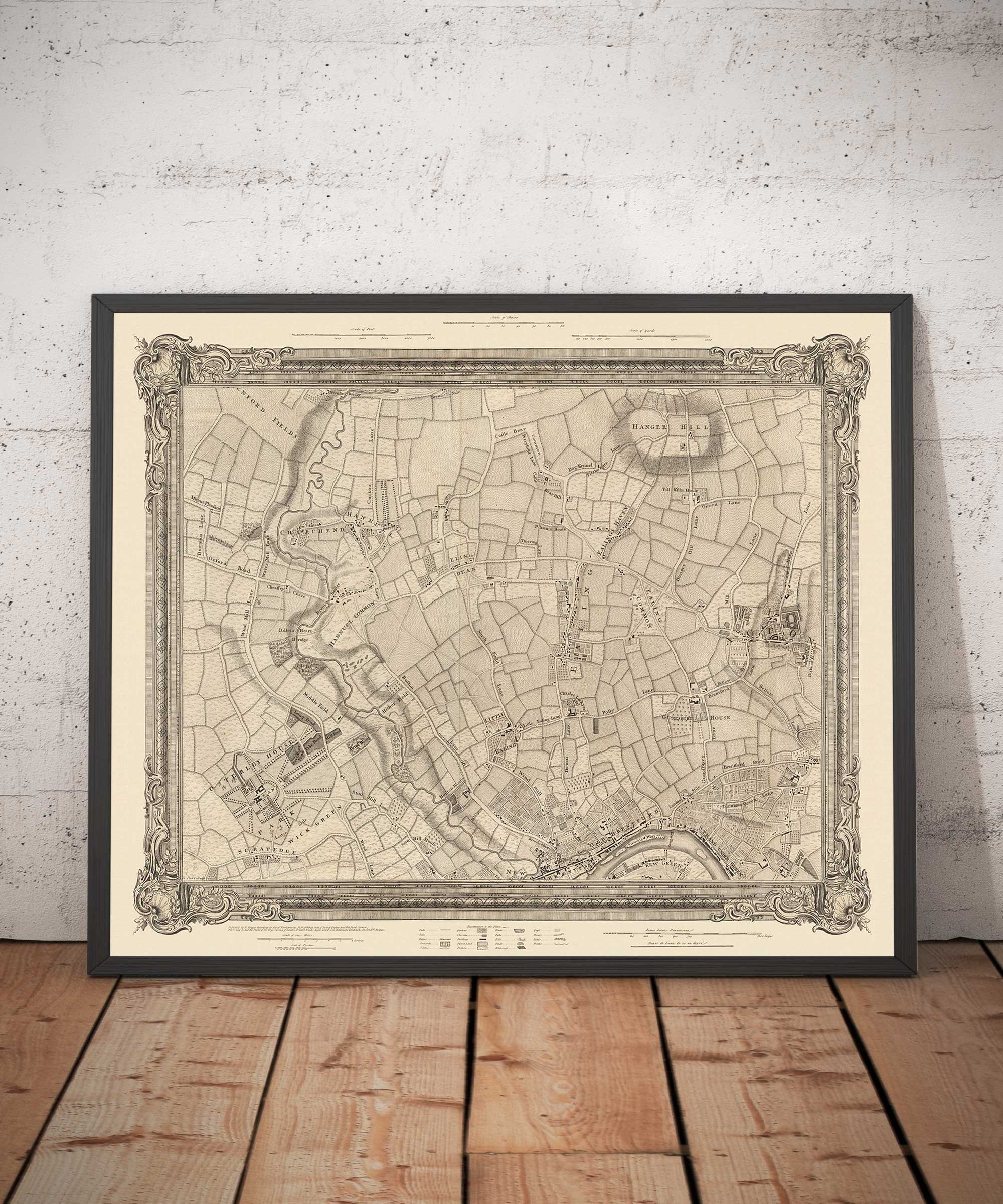 Old Map of West London in 1746 by John Rocque - Brentford, Ealing ...