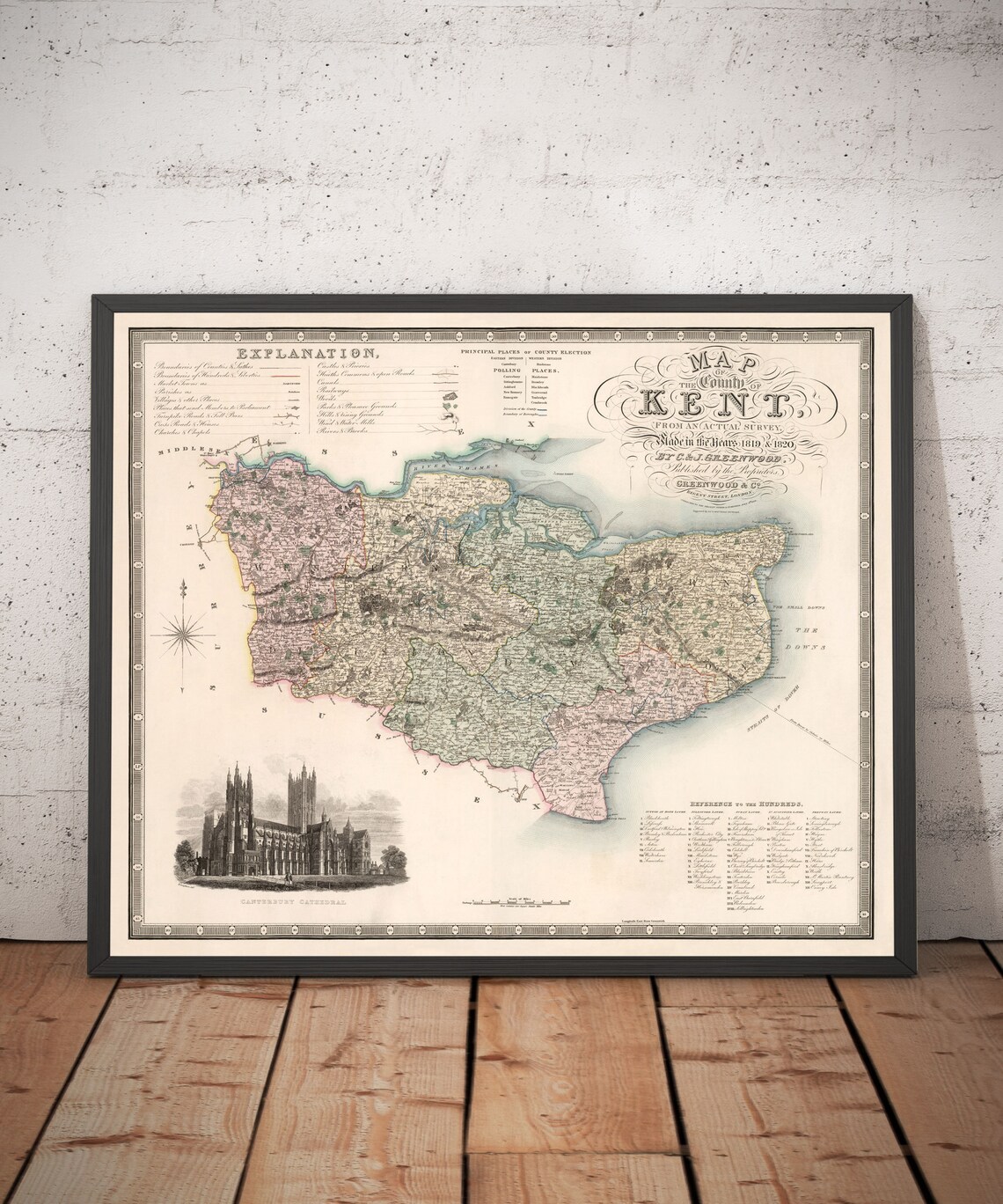 Old Map of Kent 1829 by Greenwood & Co. Canterbury - Etsy