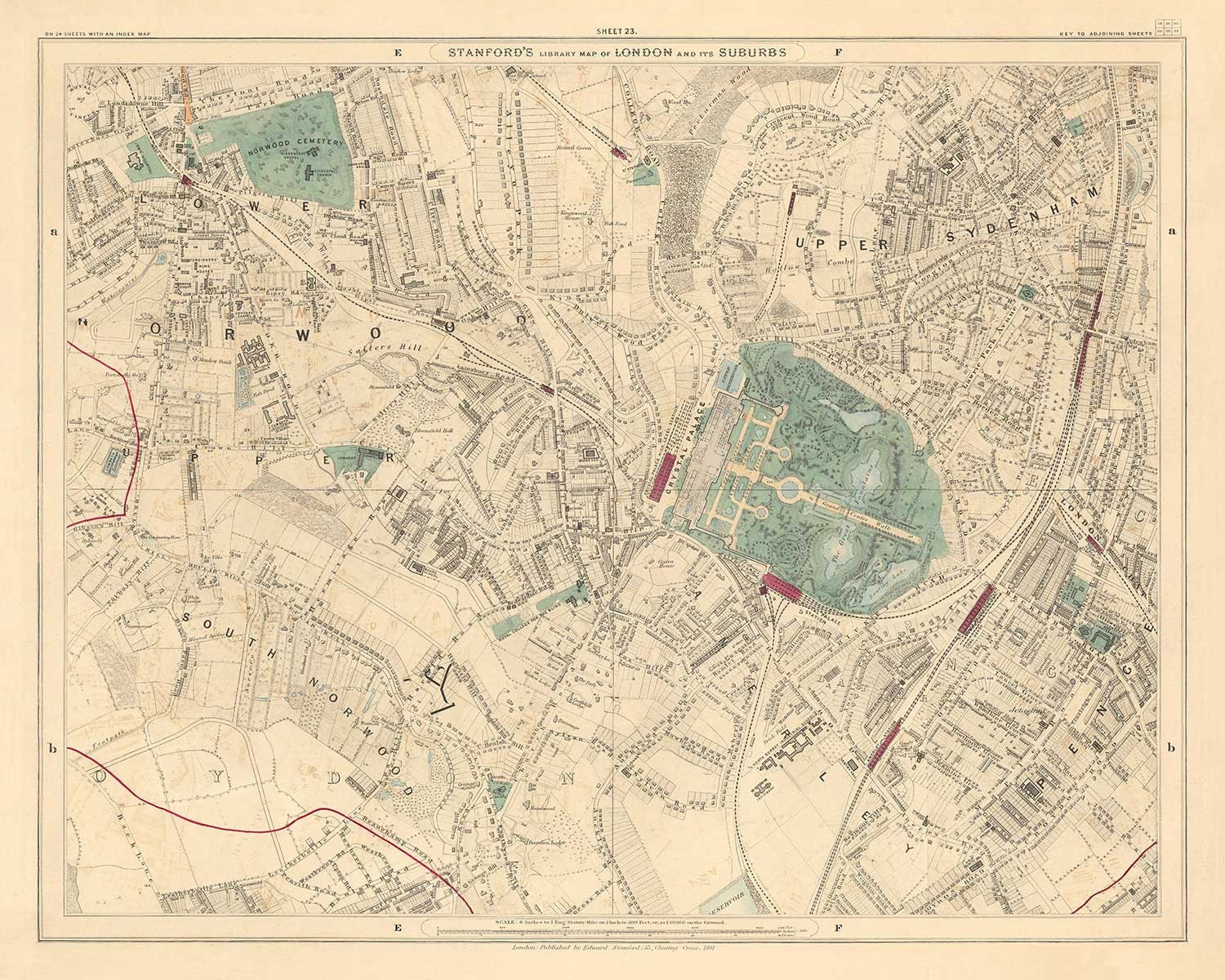 Old Map of South East London, 1891 - Norwood, Crystal Palace, Penge ...