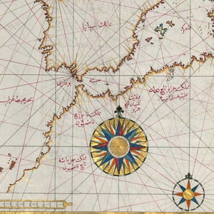 Old Arabic Map of Europe in 1525 by Piri Reis - France, Spain, United ...