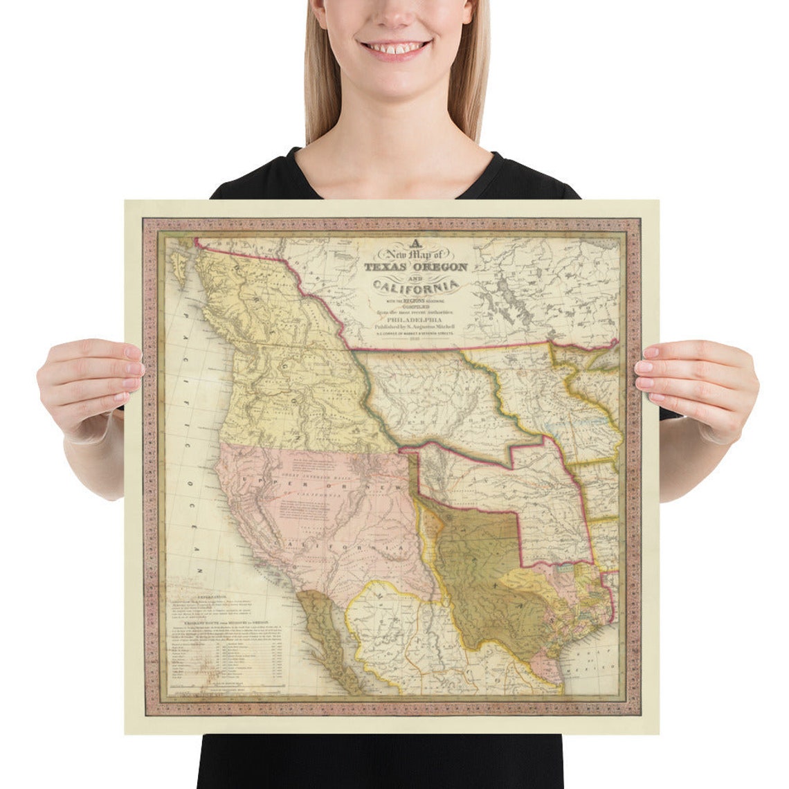 Old Map of the Western USA 1846 by Mitchell Big California - Etsy