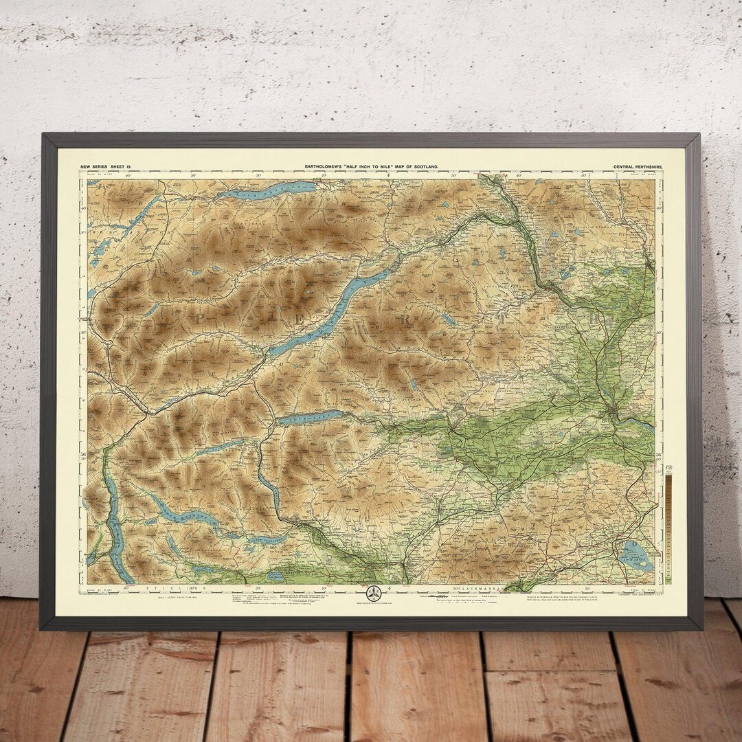 Old OS Map of Central Perthshire, Scotland by Bartholomew, 1901: Perth ...