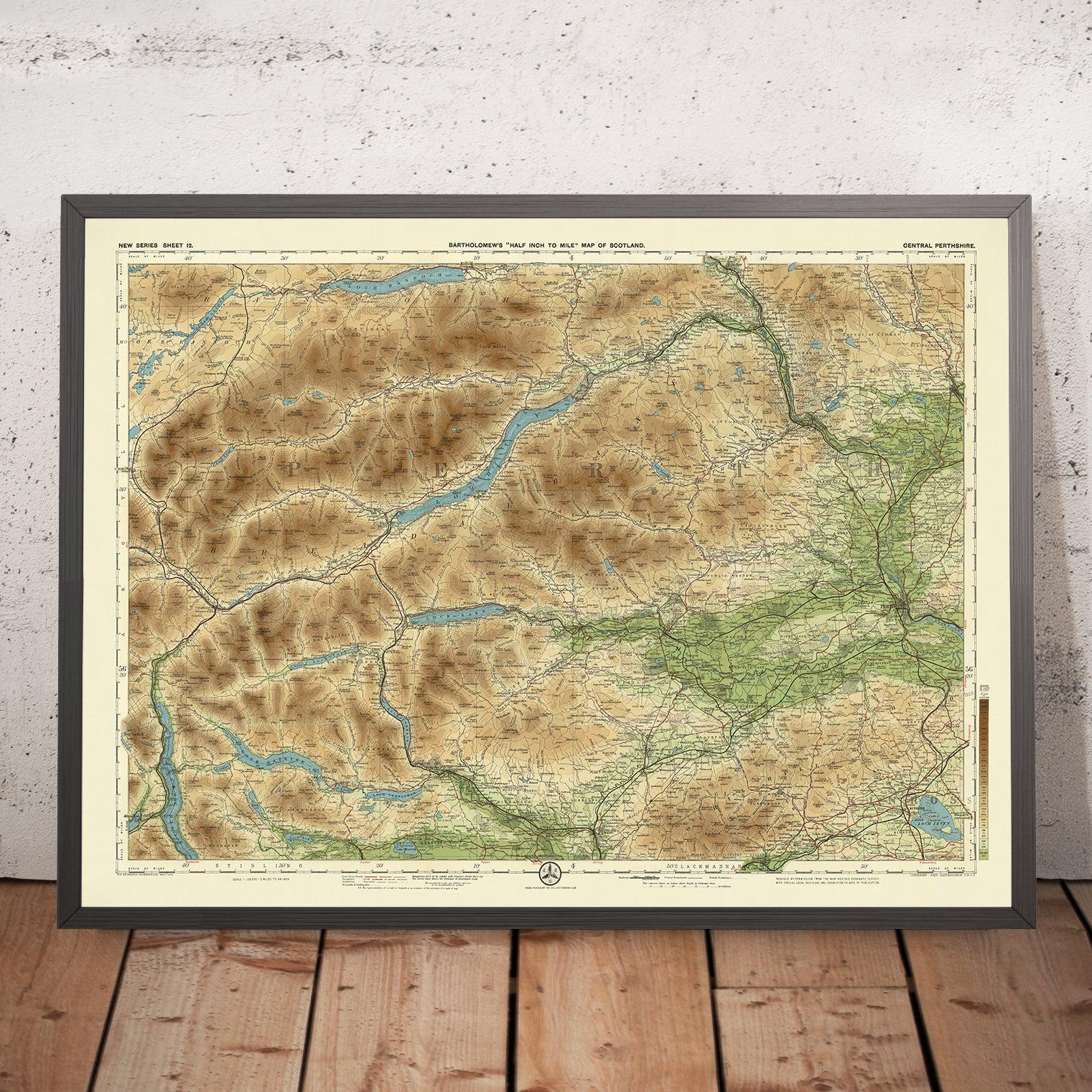 Old OS Map of Central Perthshire, Scotland by Bartholomew, 1901: Perth ...