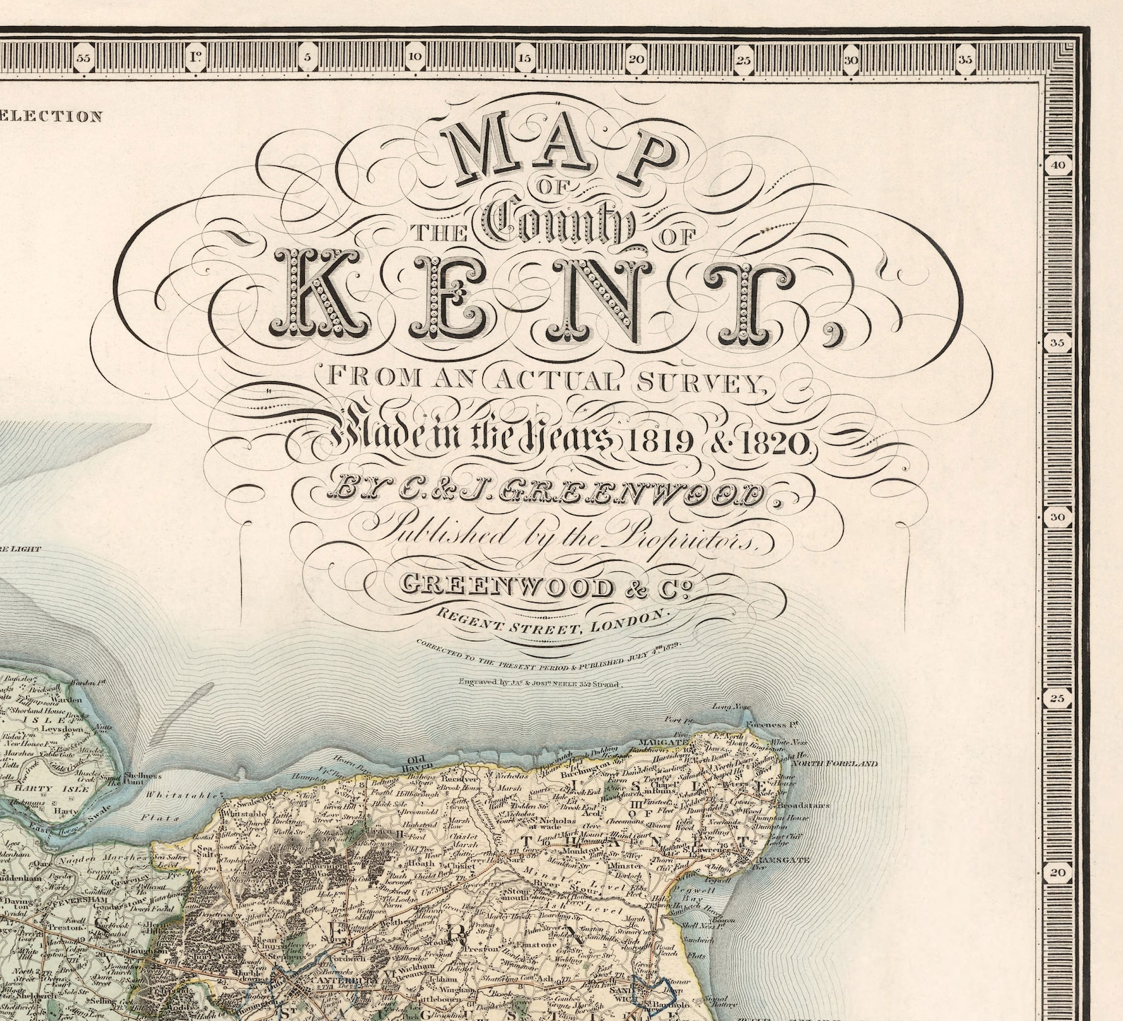 Old Map of Kent, 1829 by Greenwood & Co. - Canterbury, Maidstone ...