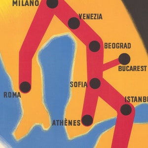 Old Poster Map of the Orient Express Railway, 1947 by Walther Spinner ...