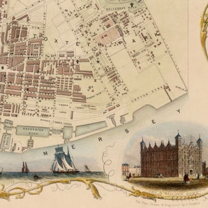 Old Map of Liverpool by Tallis & Rapkin, 1851 - Docks, Mersey, City ...