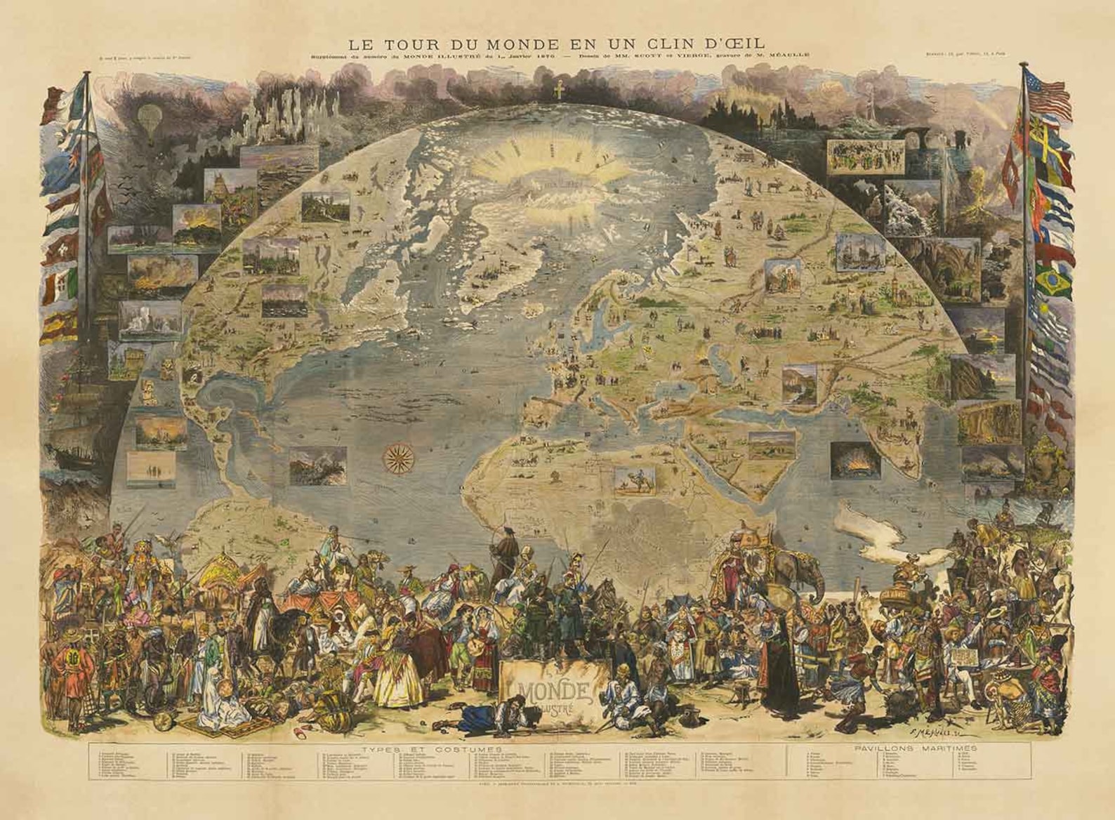 Old World Map 1876 a Tour of the World From Le - Etsy Canada