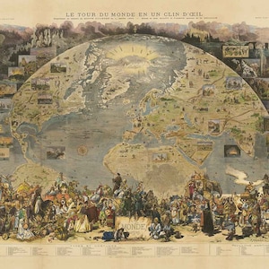 Old World Map 1876 a Tour of the World From Le - Etsy Canada