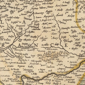 Old Map of Île-de-france by Visscher, 1690: Paris, Versailles, Créteil ...