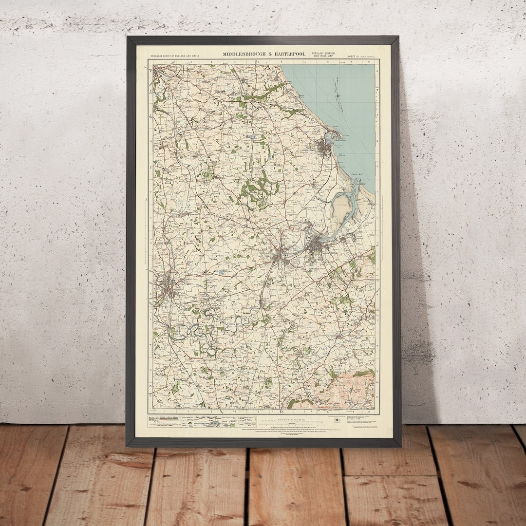 Old Ordnance Survey Map, Sheet 15 - Middlesbrough & Hartlepool, 1925 ...