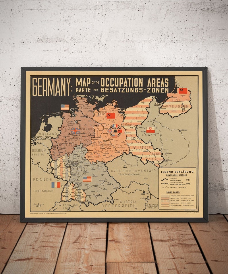 Nazi Germany World War 2 Map Post War Potsdam Chart - Etsy