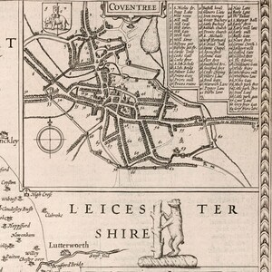 Old Map of Warwickshire in 1611 by John Speed - Birmingham, Coventry ...