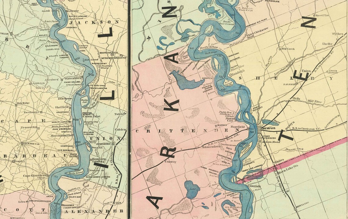 Old Map of the Mississippi River 1863 by JT Floyd Strip Map - Etsy