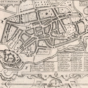 Old Map of Nottinghamshire, 1611 by John Speed - Nottingham, Mansfield ...