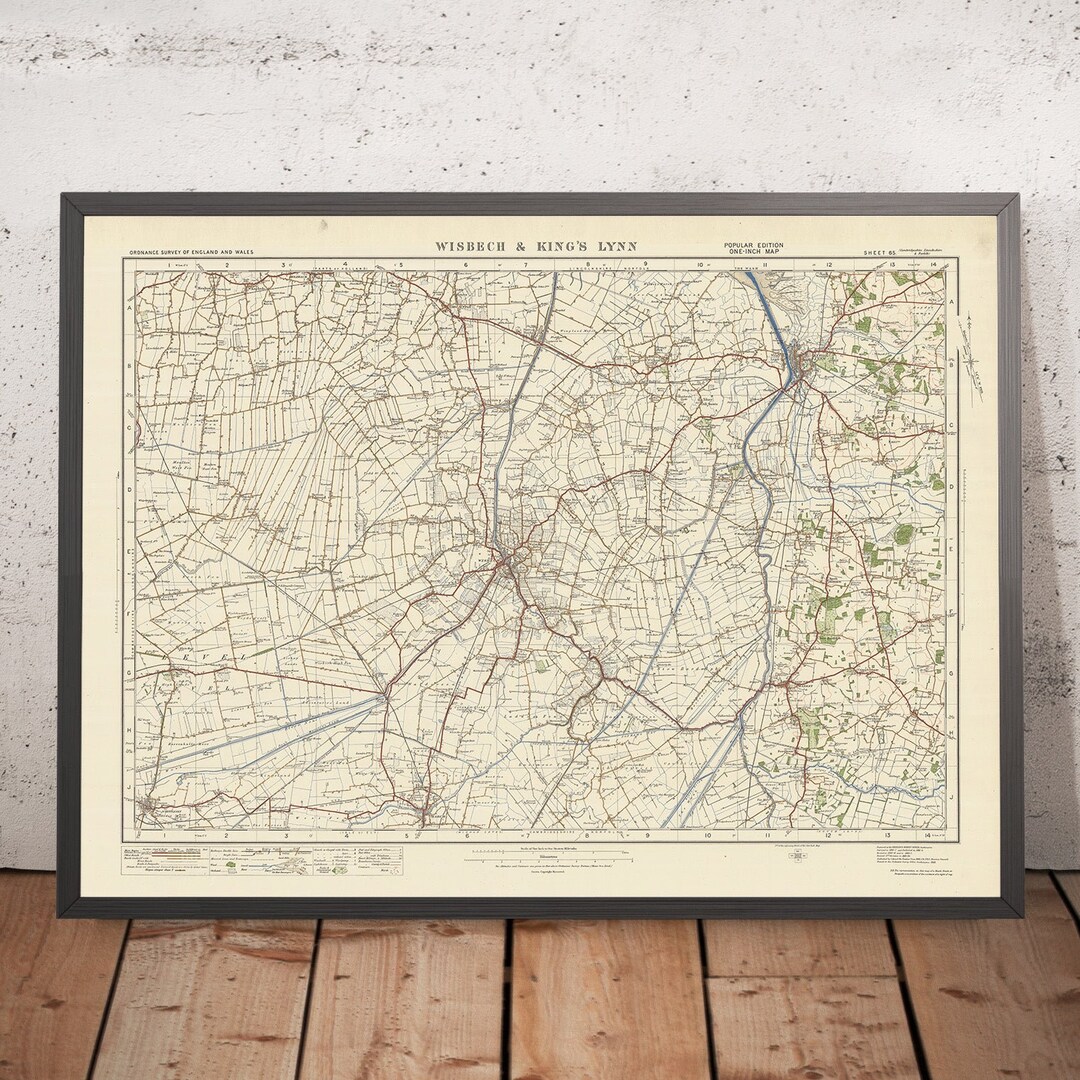Old Ordnance Survey Map, Sheet 65 - Wisbech & Kings Lynn, 1925: Downham ...