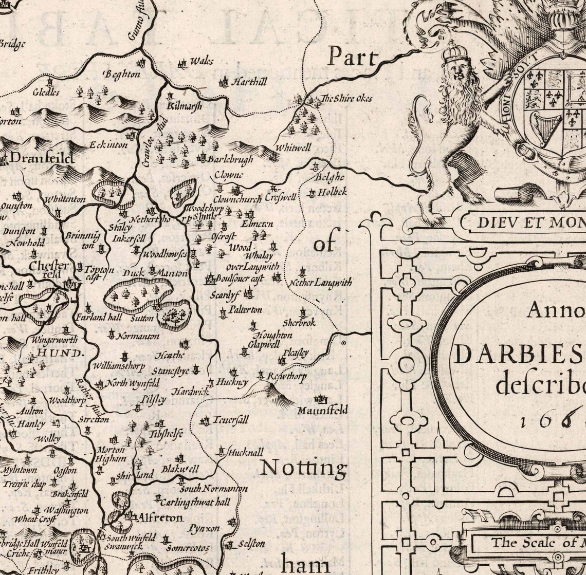 Old Map of Derbyshire 1611 by John Speed Derby - Etsy UK
