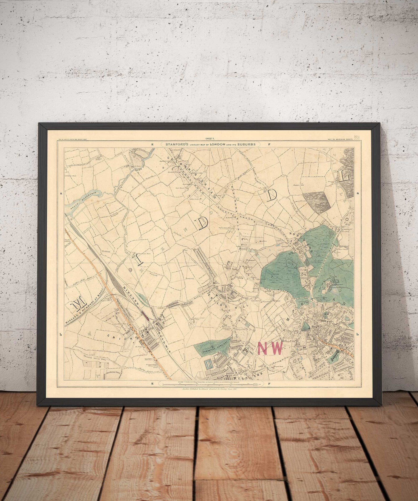 Old Map of North London, 1891 - Hampstead, Cricklewood, Golders Green ...