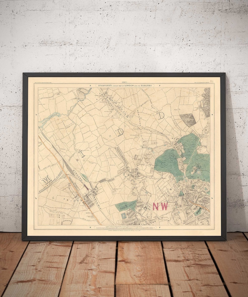 Old Map of North London, 1891 - Hampstead, Cricklewood, Golders Green ...