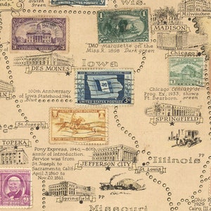 Old Stamp Map of the USA, E. Chase, 1949 - Historical United States ...
