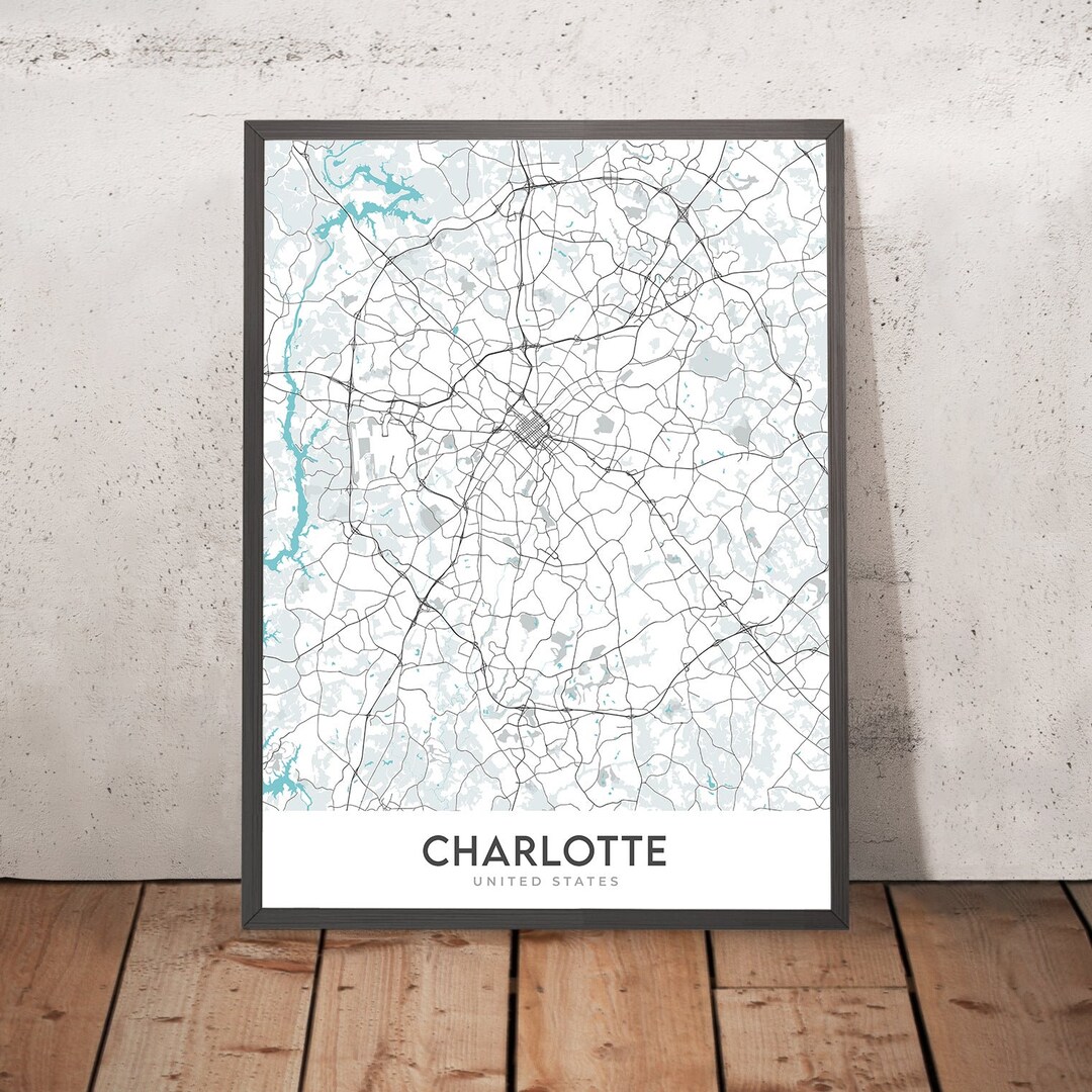 Modern City Map of Charlotte, NC: Noda, South End, Univ. of N. Carolina ...