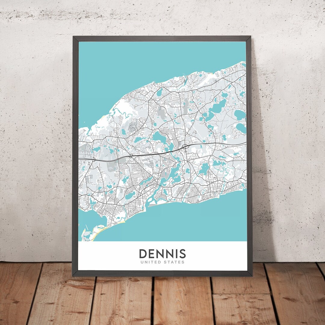 Modern City Map of Dennis, MA: Dennis Village, East Dennis, Dennis Port ...